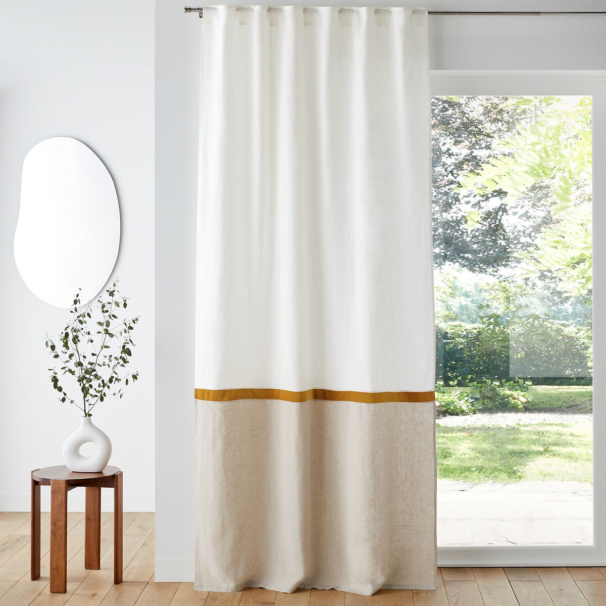 Rideau pattes cachées lin/velours, Onega x Velvet - Ecru - 260 x 135 cm ...