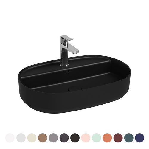 LAVABO OVALE À POSER AVEC TROU POUR ROBINETTERIE INFINITY Gris pierre ...
