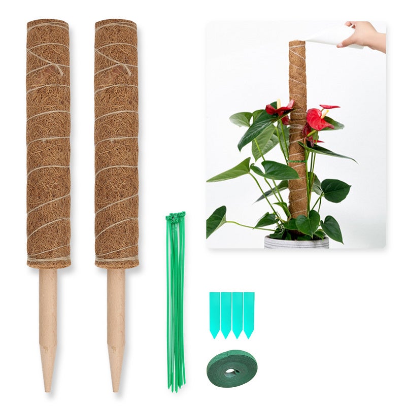 2 estacas de coco apilables, 40 cm cada una, poste con palo de madera ...