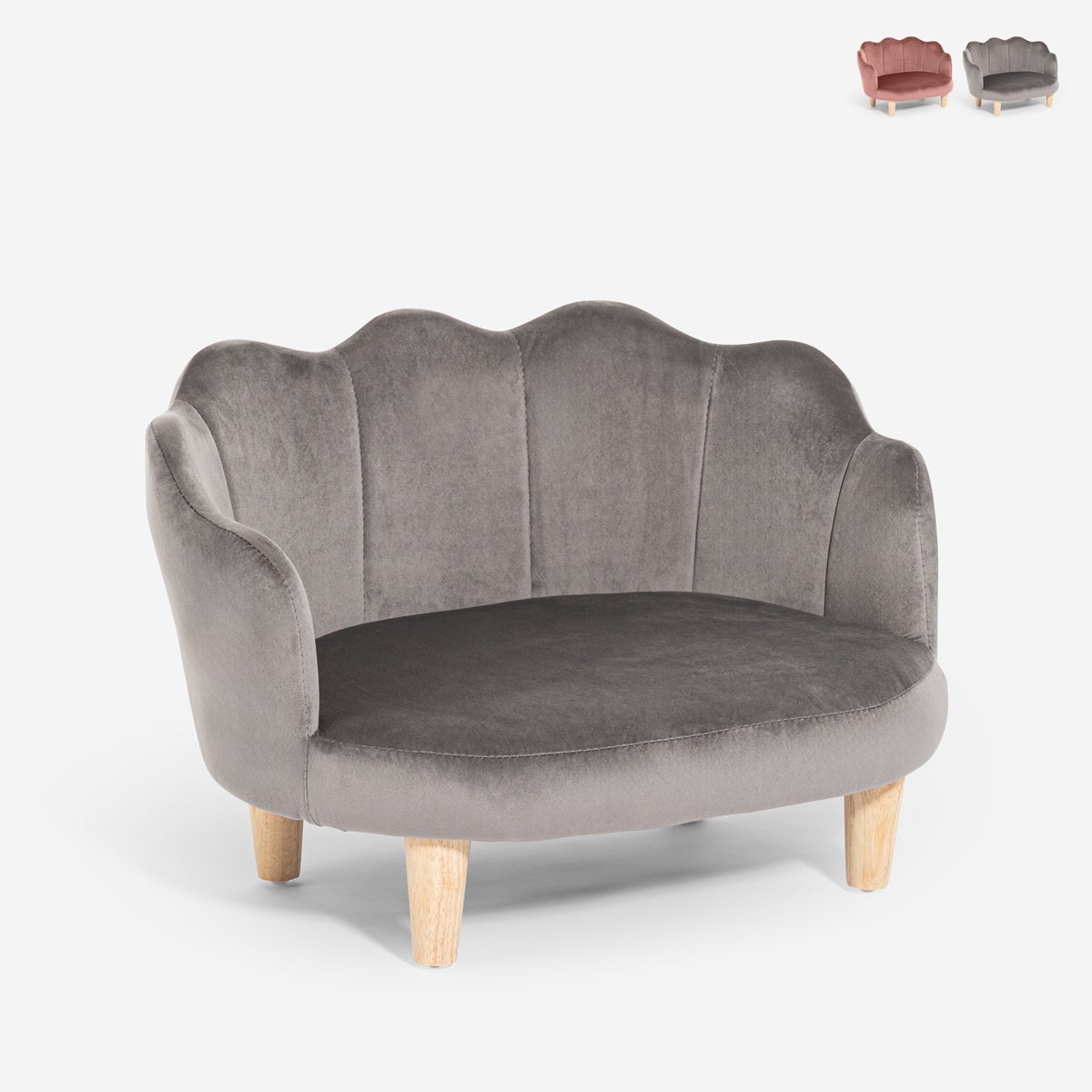Sofá con forma de concha para perros y gatos de terciopelo Pally - Gris ...