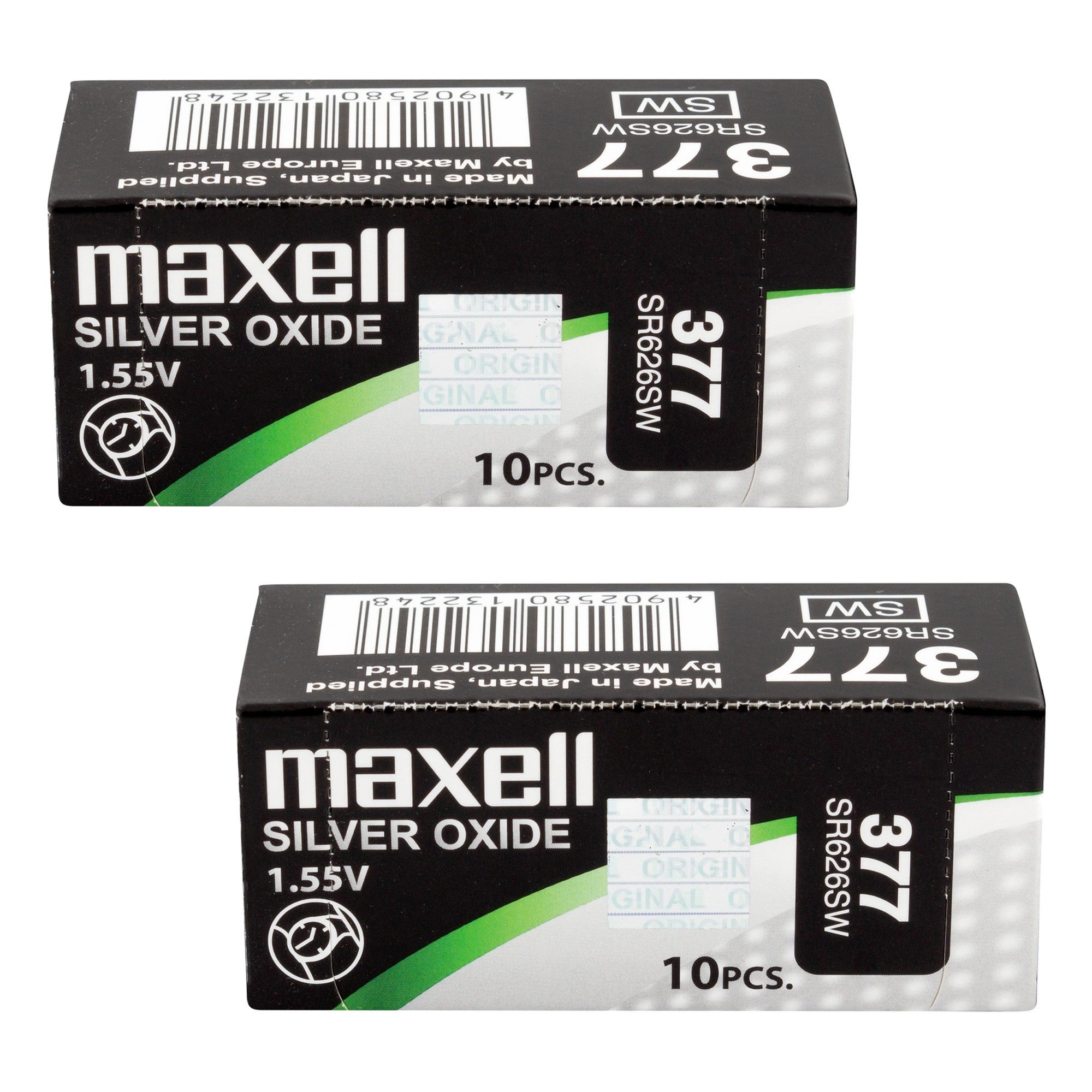 Maxell pile bouton à l'oxyde d'argent SR626SW (377) paquet de 20 pcs ...