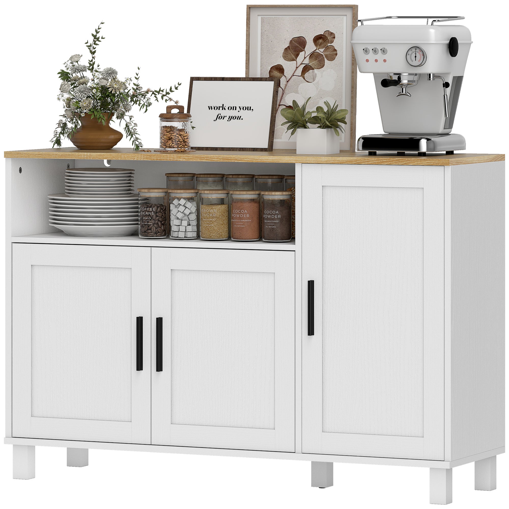 Buffet de Salon - Dimensions 110 x 33 x 75 cm - 3 portes, avec étagères ...