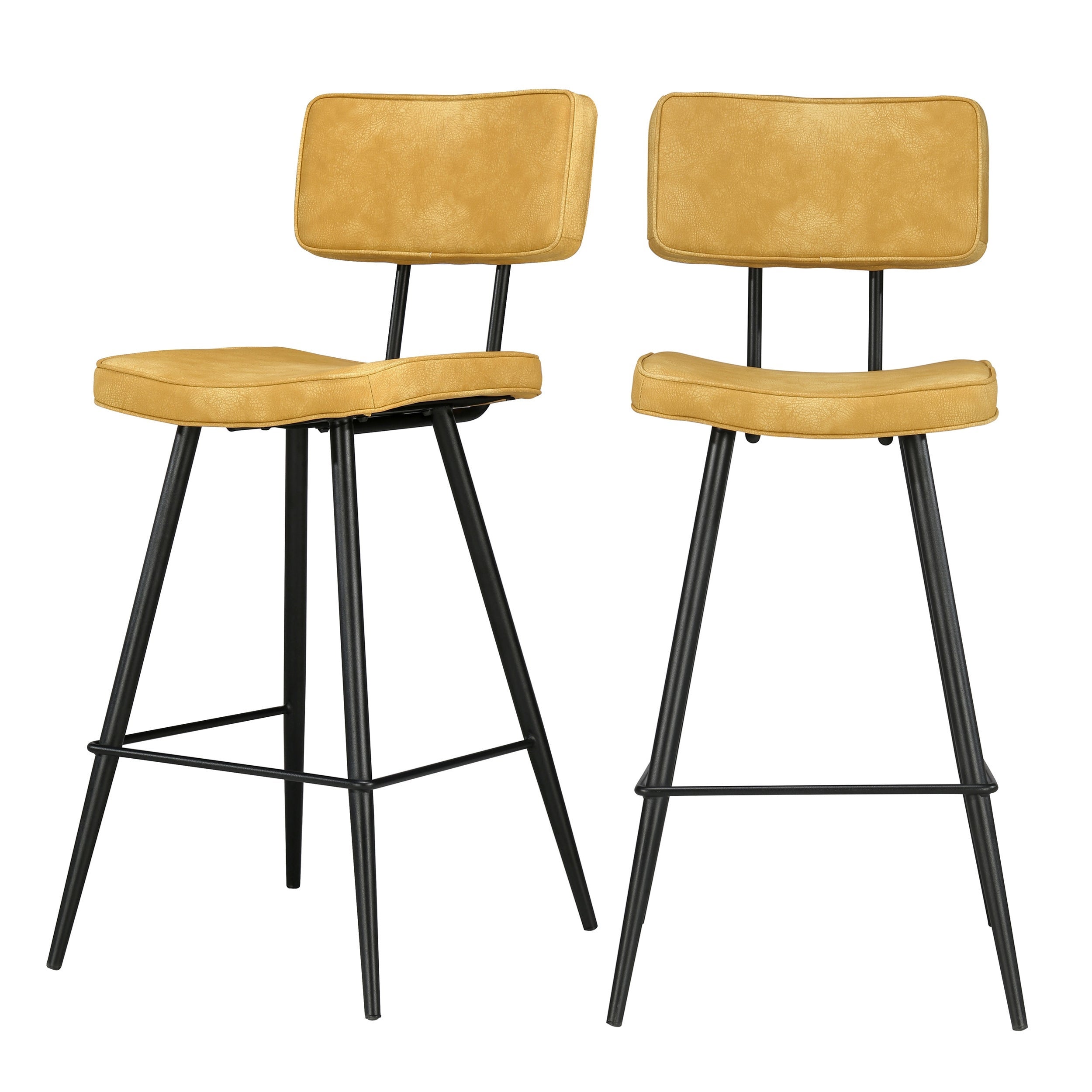 Lot de 2 chaises de bar mi-hauteur 66 cm en cuir synthétique jaune ...