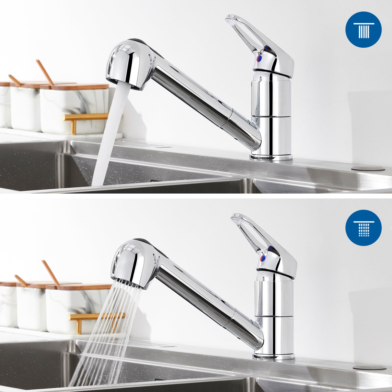 Robinet Cuisine avec Douchette Extractible 2 Jets Mitigeur Evier en ...