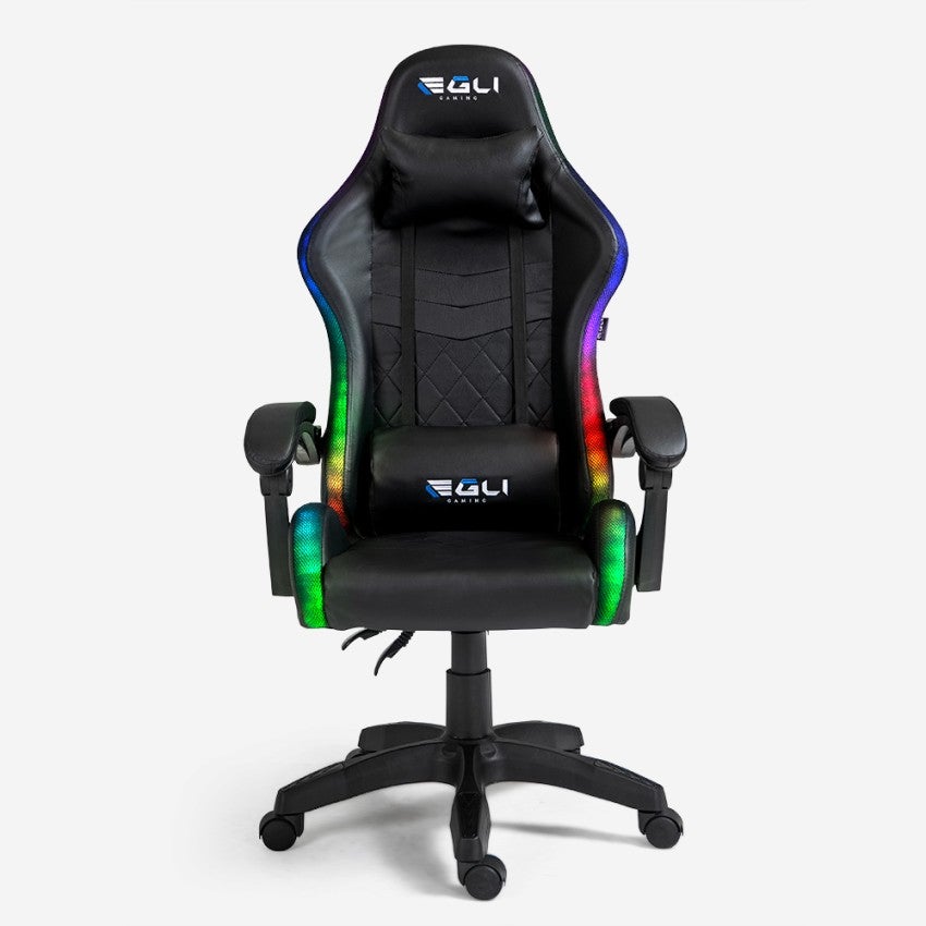 Silla gaming ergonómica reclinable silla LED The Horde Plus | Leroy Merlin