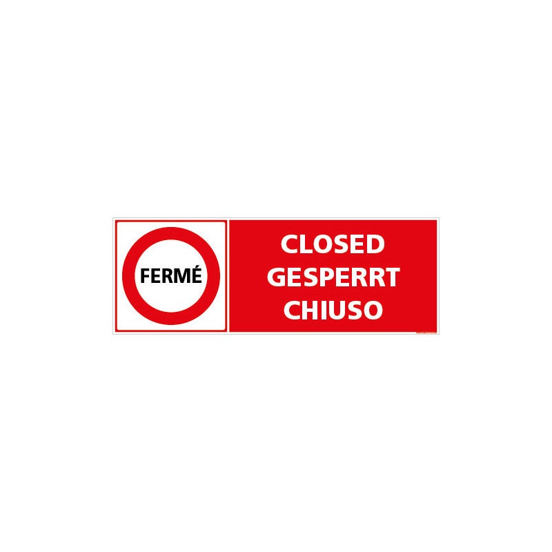 PANNEAU FERME / CLOSED (D1288) 350 x 125 mm Matière Aluminium | Leroy ...