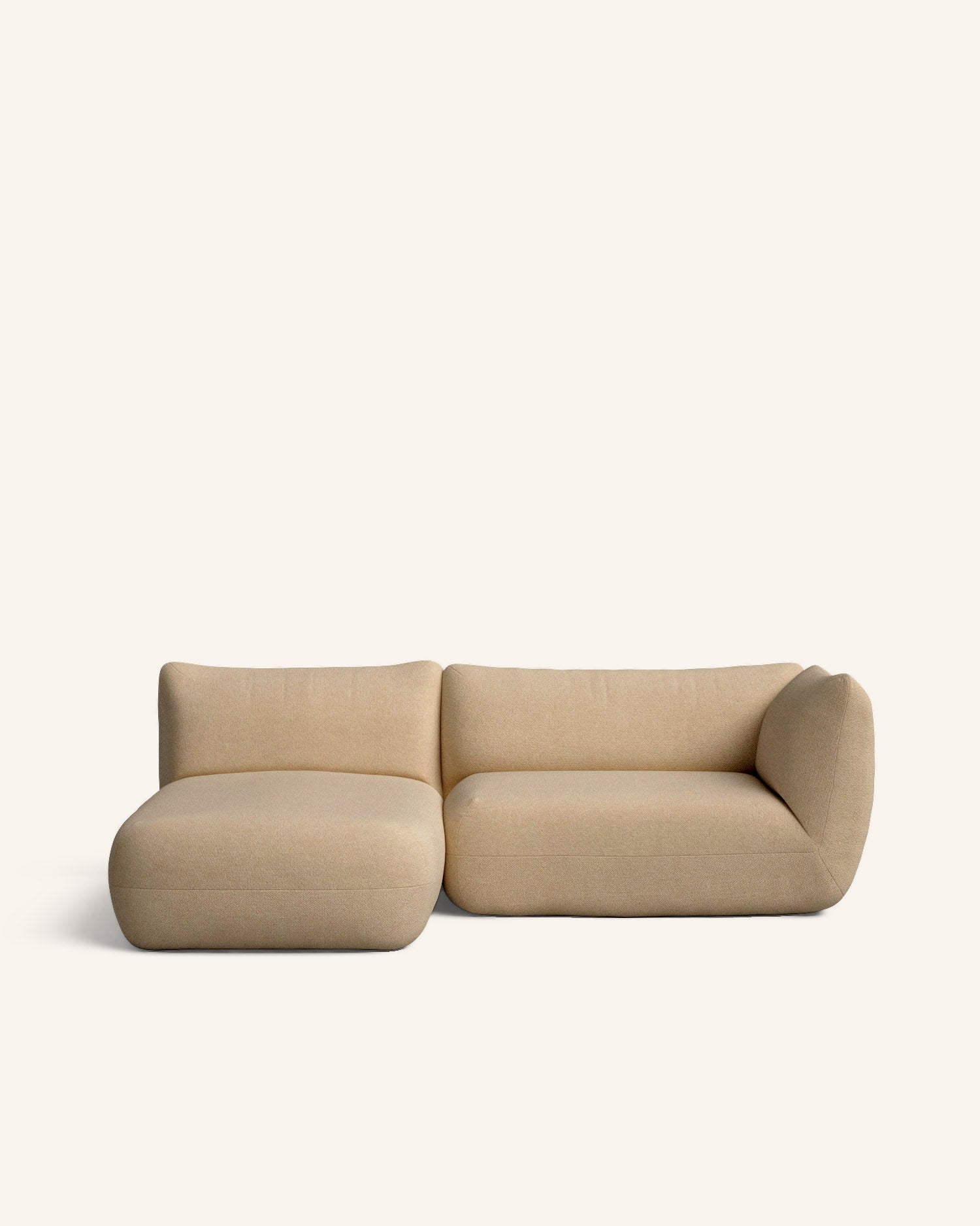 ARNAU Sofá marrón claro con chaise longue izquierdo claro 230 x 148 cm ...