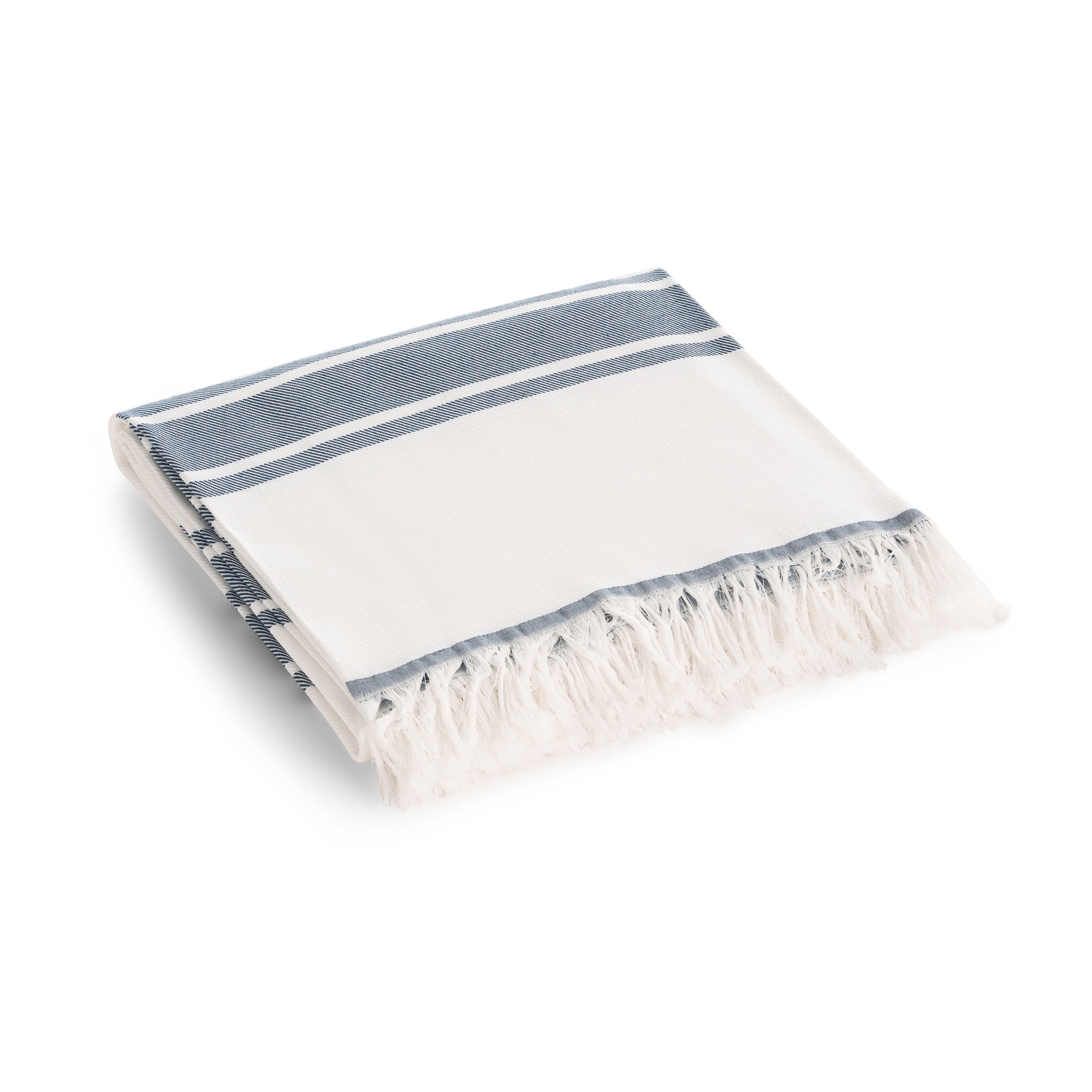 Serviette de plage en coton avec franges à rayures bleu 90x180 cm ...