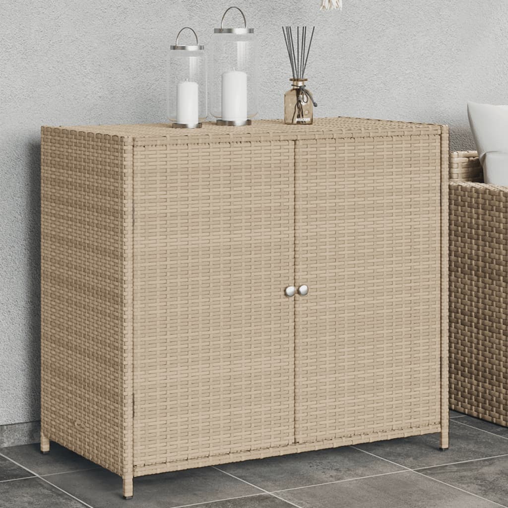 Mueble de almacenaje | Armario de almacenaje de jardín ratán PE beige ...