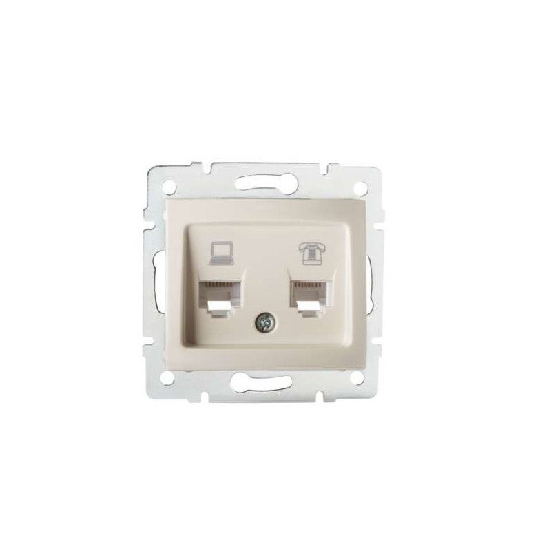 Prise RJ45 CAT5e + RJ11 Encastrable DOMO Crème | Leroy Merlin