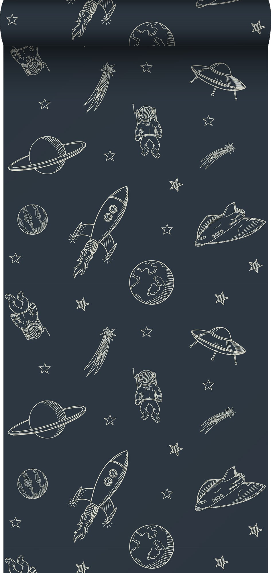 Papel pintado planetas en el espacio azul oscuro - 50 x 900 cm ...