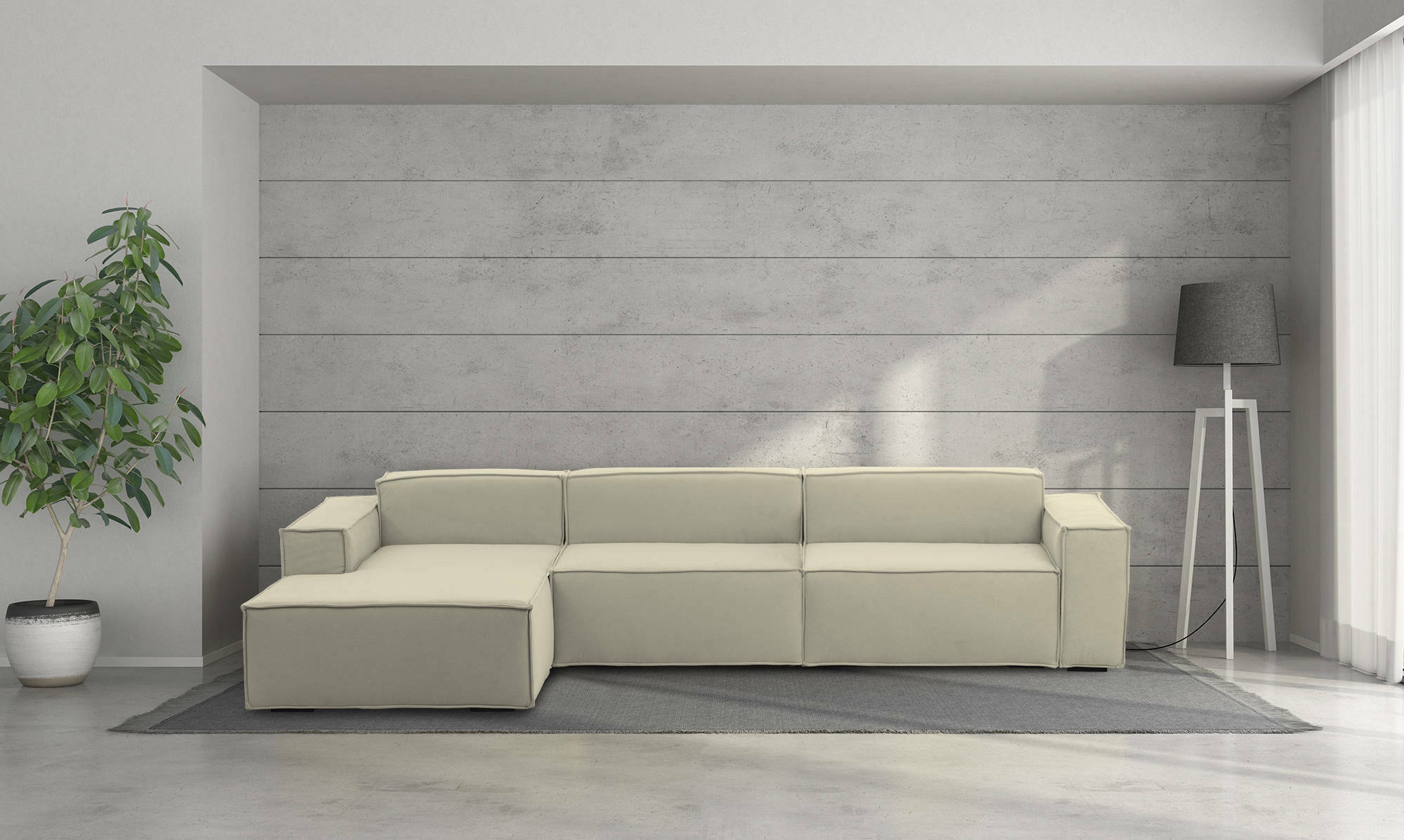 Canapé d'angle Licia, Canapé modulable avec méridienne gauche, Canapé ...