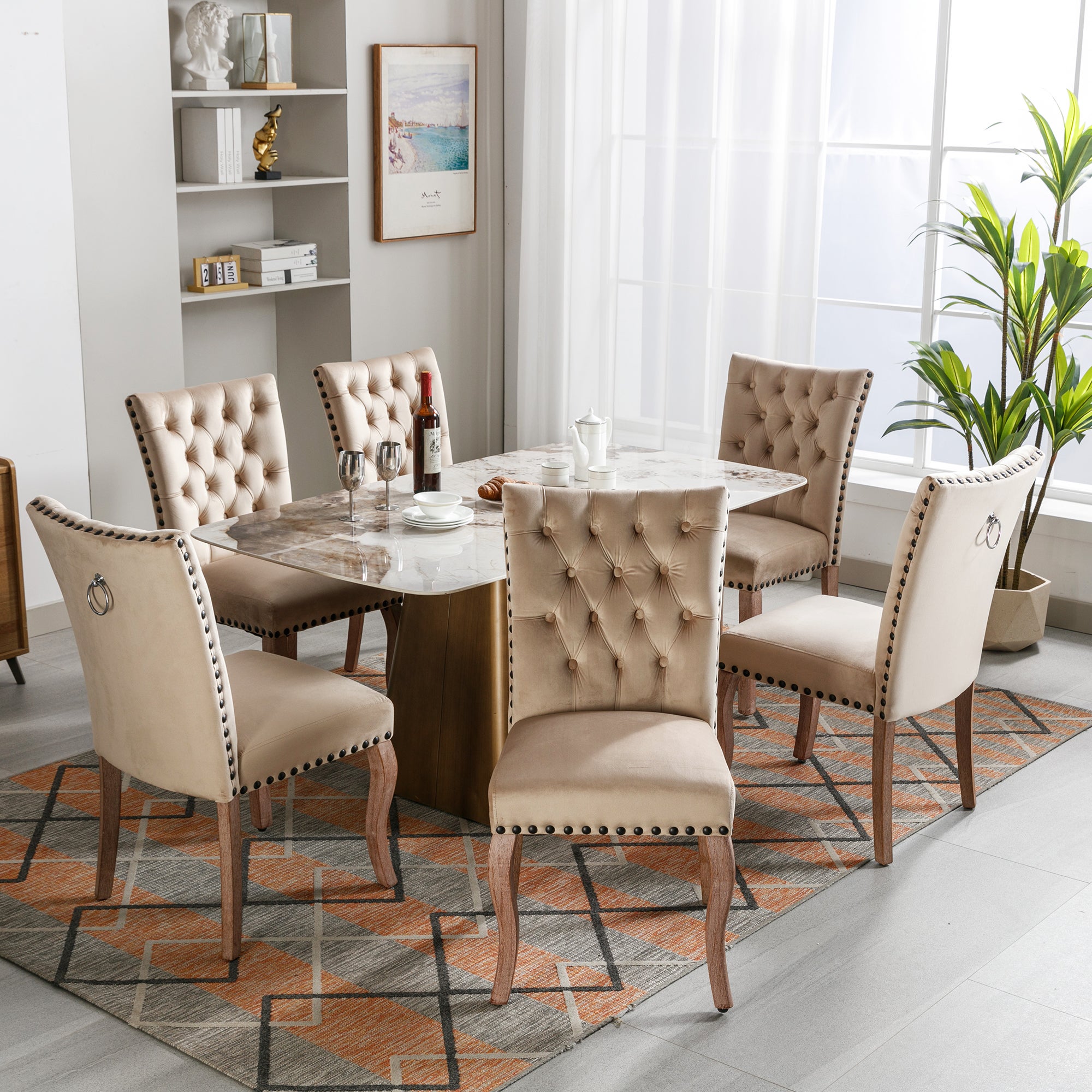 Conjunto de 6 Sillas de comedor tapizadas en terciopelo - Patas de ...