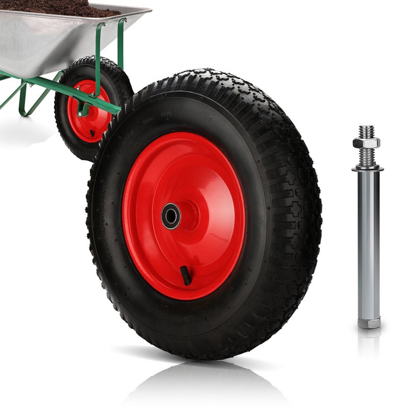 Roue de brouette avec essieu Pneu Roue en caoutchouc Roue de rechange ...