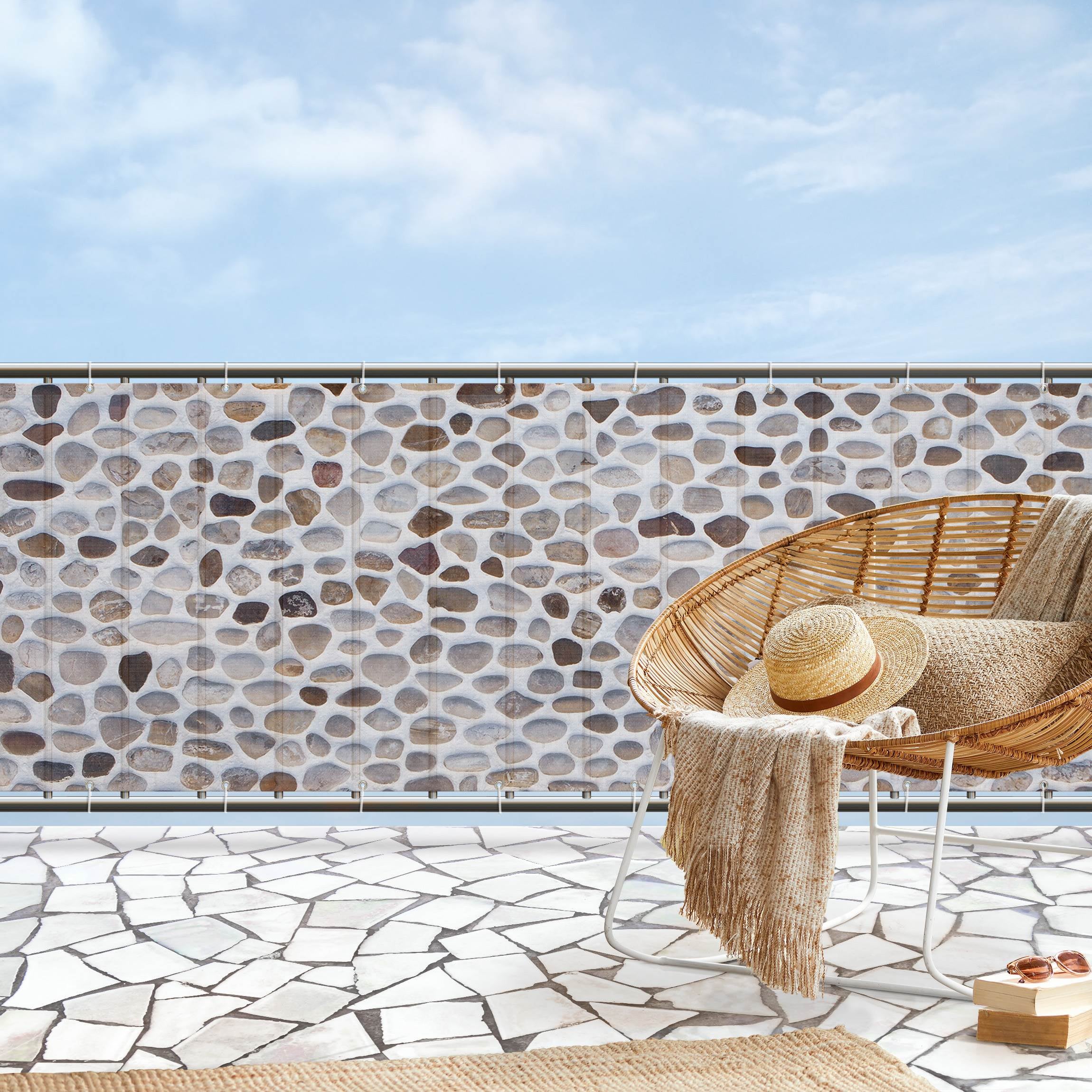 Pantalla de privacidad para balcón - Andalusian Stone Wall 800 x 100 cm ...