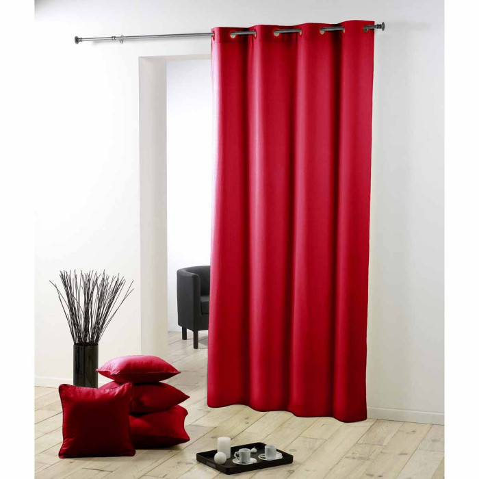Rideau à Oeillets "Essentiel" 140x260cm Rouge | Leroy Merlin