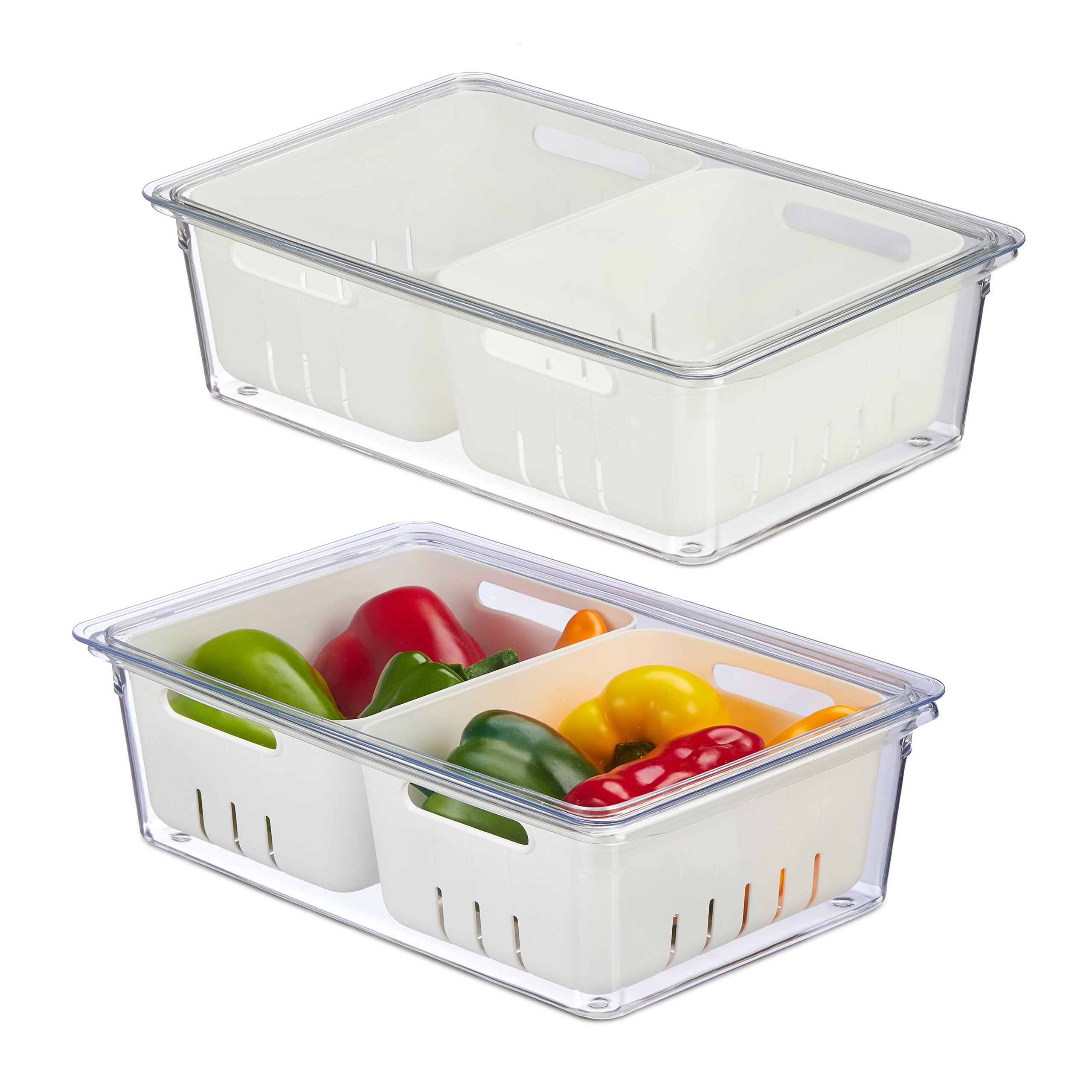 Relaxdays Contenitori per Frigo con Coperchio, Set da 2, Impilabili ...