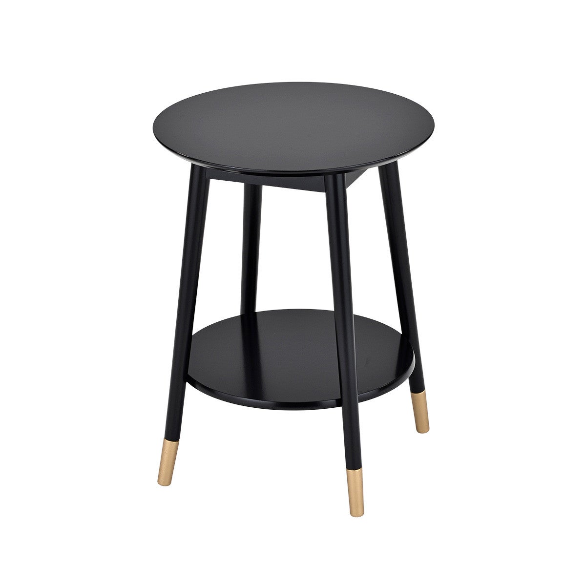 MISSY - Chevet Rond Laqué Noir 2 Tablettes Détail Doré | Leroy Merlin