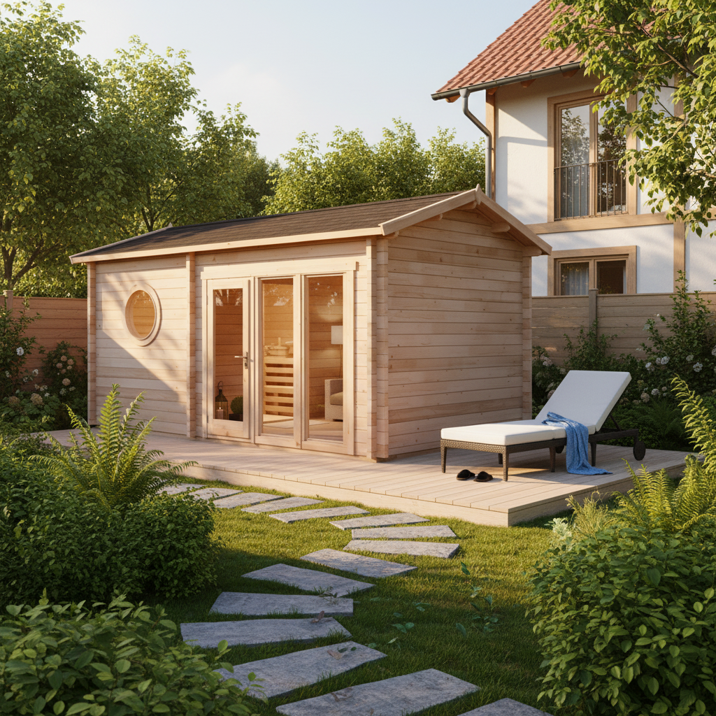 Sauna extérieur Courchevel FinnTherm, 5.8x3.6m dim. ext. (cas échéant ...