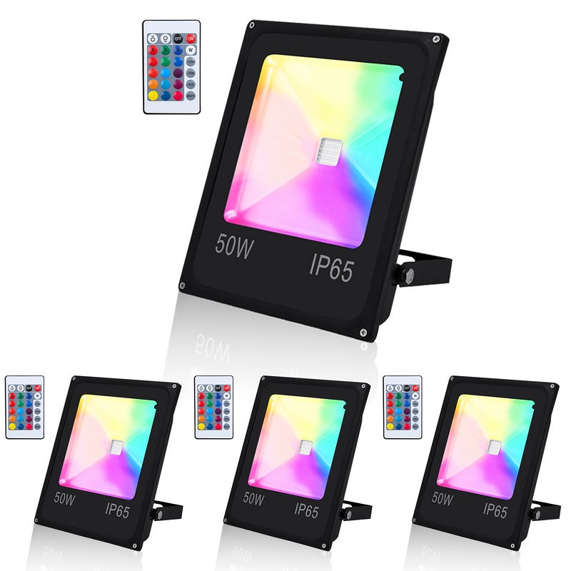 Proyector LED RGB regulable de exterior 4x 50W RGB 120º Proyector LED ...