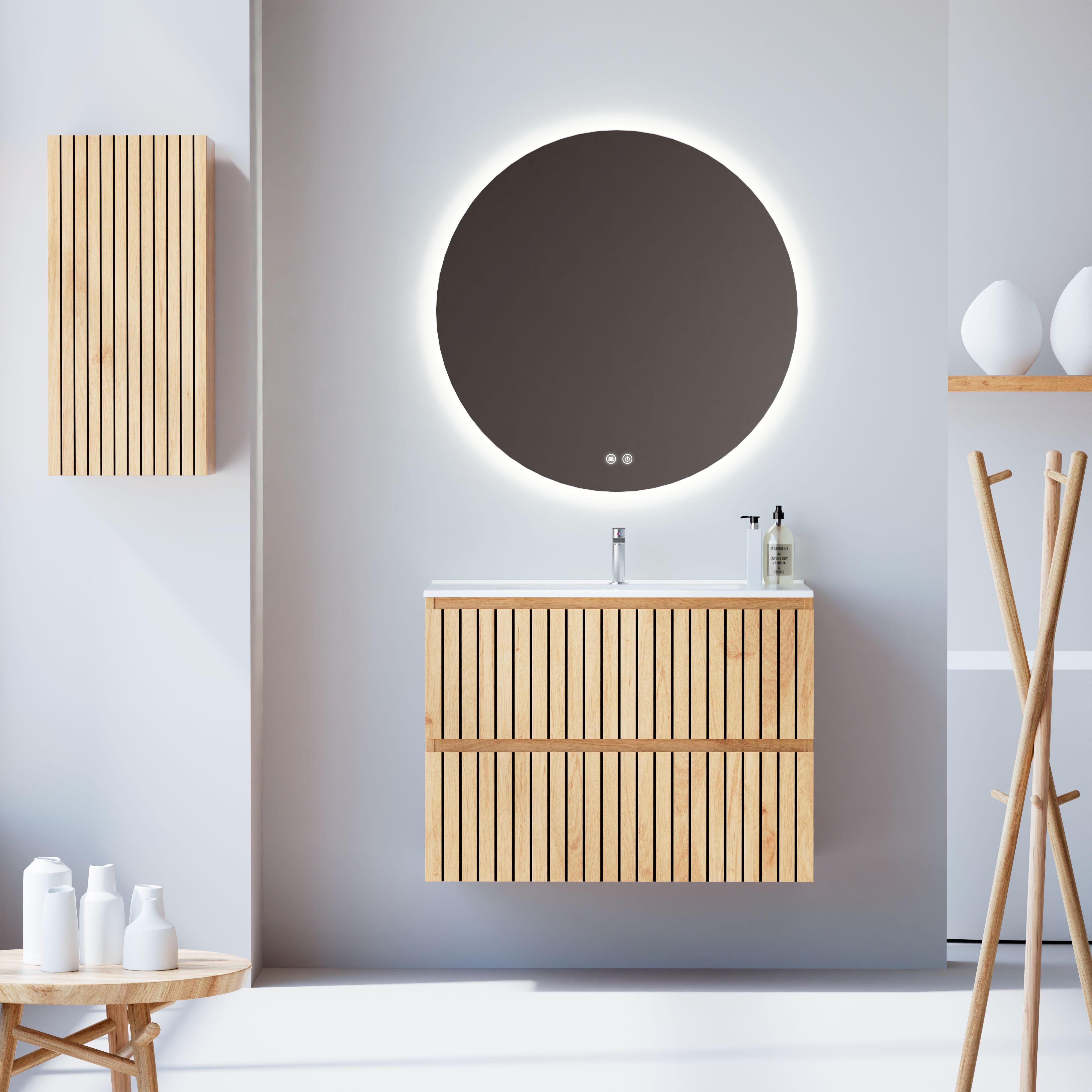 Feel Your Bath, Meuble Suspendu 80 cm avec 2 Tiroirs Soft Close et ...