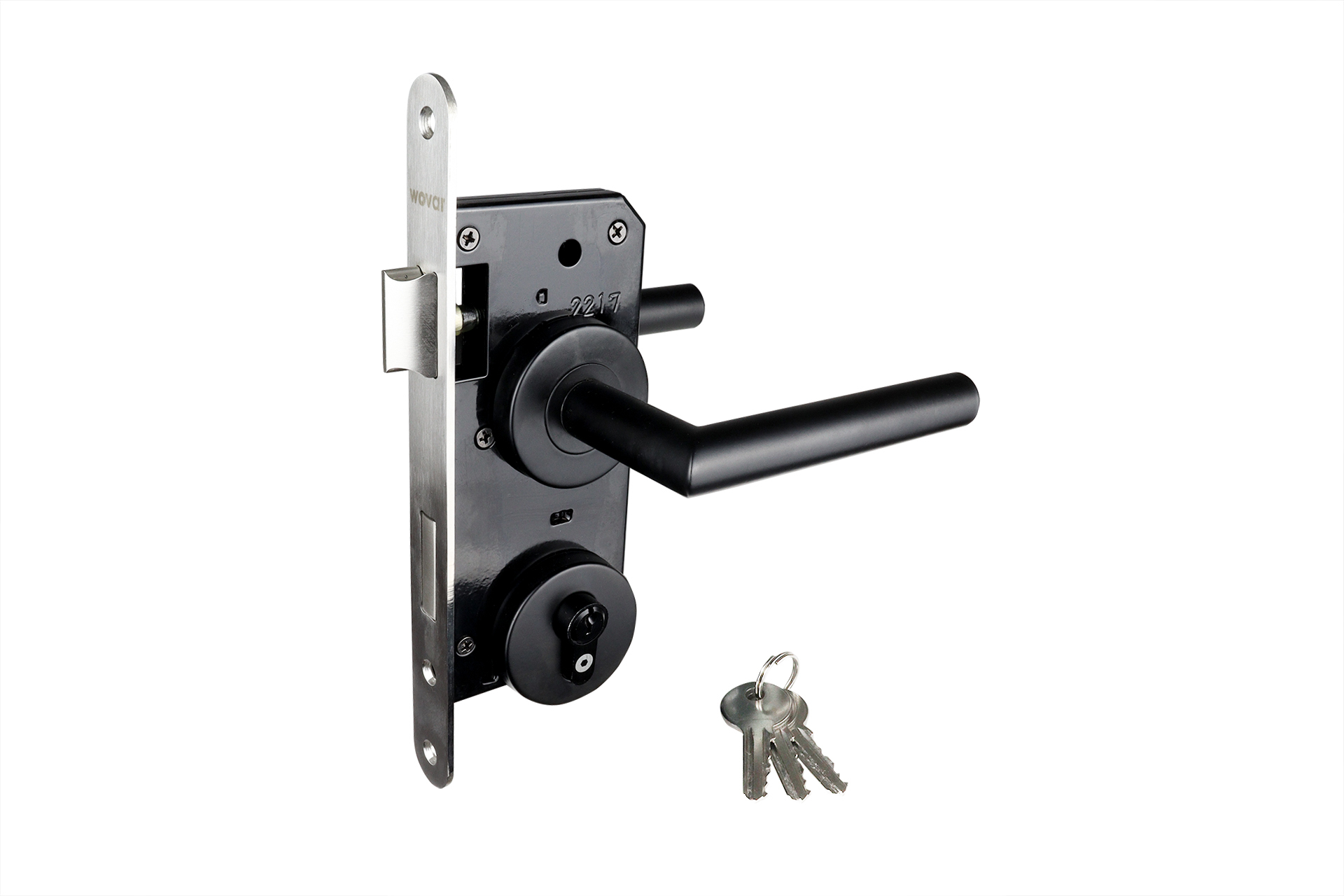 Wovar Set ferrure de porte - Serrure noire sur rosace - Par set | Leroy ...