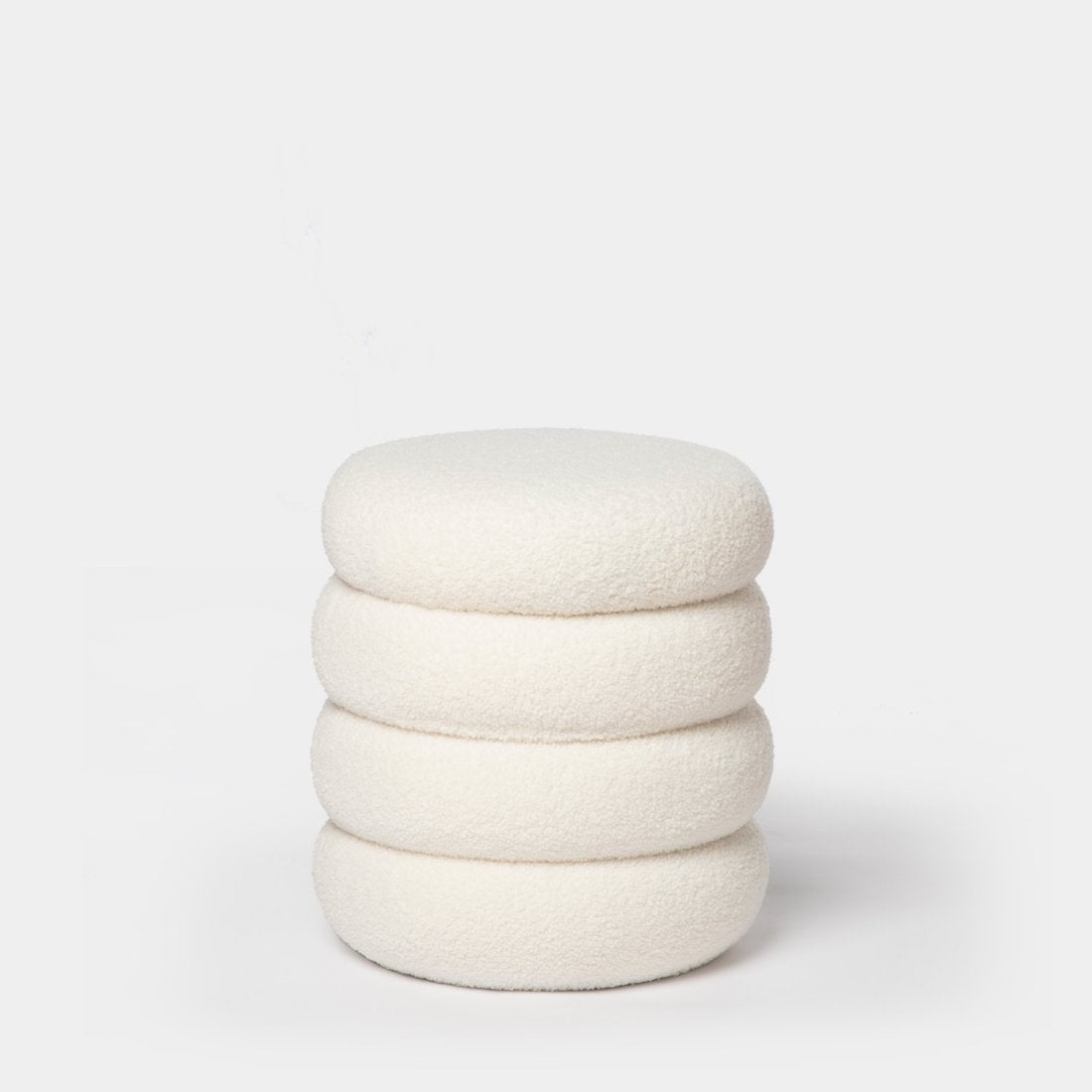 Pouf rond avec rangement tapissé en bouclé blanc Roma | Leroy Merlin