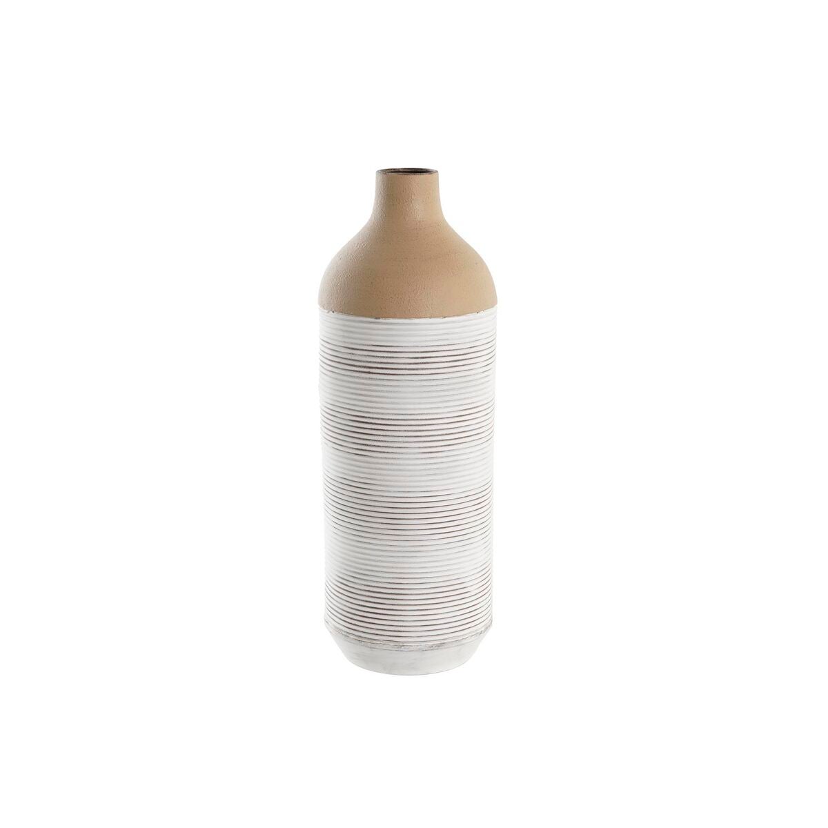 Jarrón DKD Home Decor Beige Metal Blanco Colonial (16 x 16 x 45 cm ...
