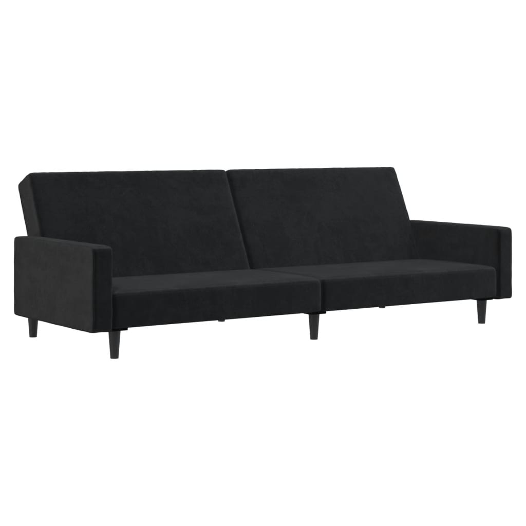 Canapé-lit | Lit simple | Canapé convertible 2 places noir velours ...