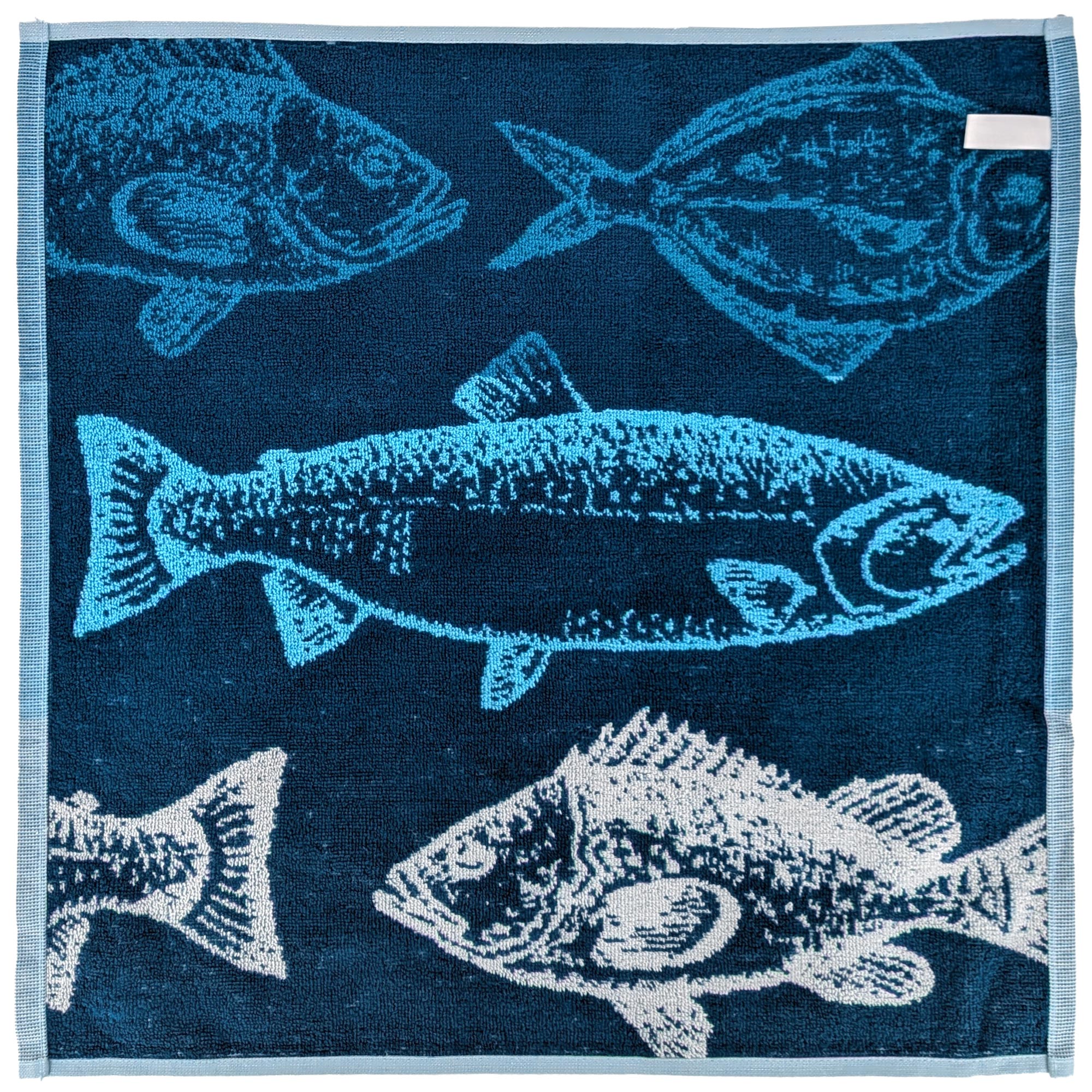 Lot de 2 torchons de cuisine 50x50 cm coton ATLANTIC motif poisson bleu ...