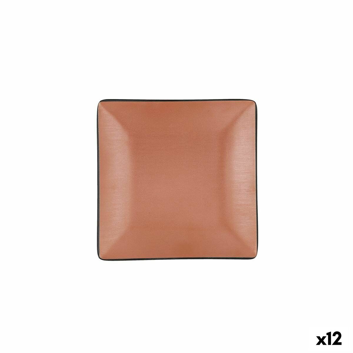 Piatto da pranzo Bidasoa Gio Marrone Plastica 18 x 18 cm (12 Unità ...
