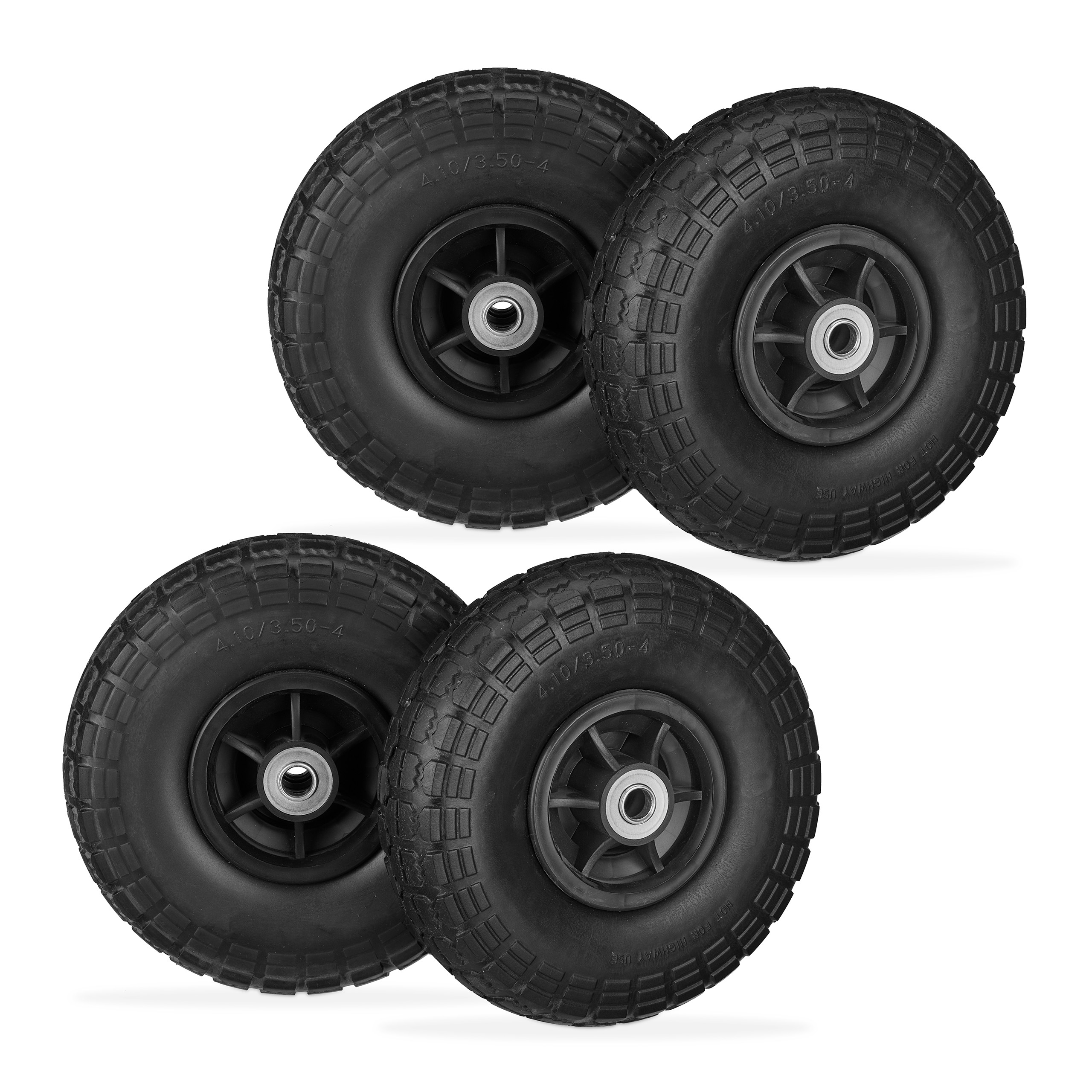 Roue de diable, lot de 4, en caoutchouc, increvables, 260 x 85, essieu ...