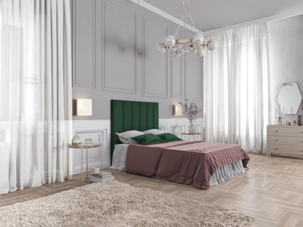 Tête de lit coutures verticales INGA - 150 cm - avec USB - Velours ...