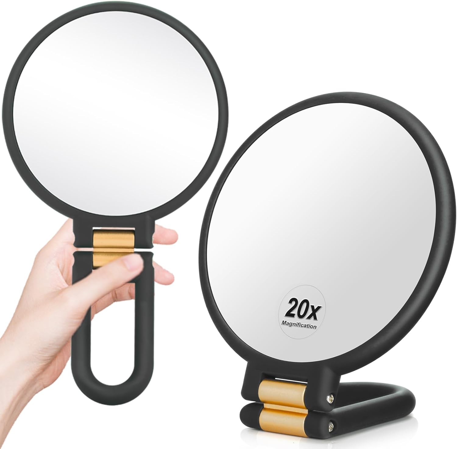 Miroir de voyage grossissant x20, miroir de maquillage double face avec poignées pliables ...