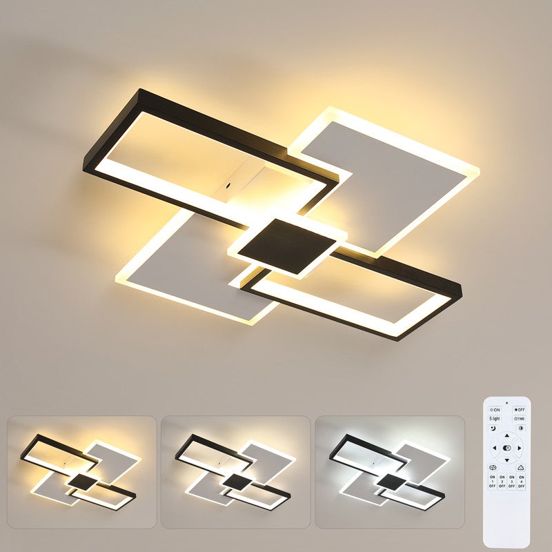 Plafón LED rectangular aluminio blanco/negro 50x40cm, 37W regulable con ...