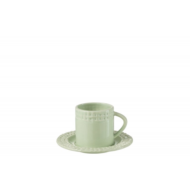 Taza con platillo de cerámica verde 14x14x9 cm | Leroy Merlin