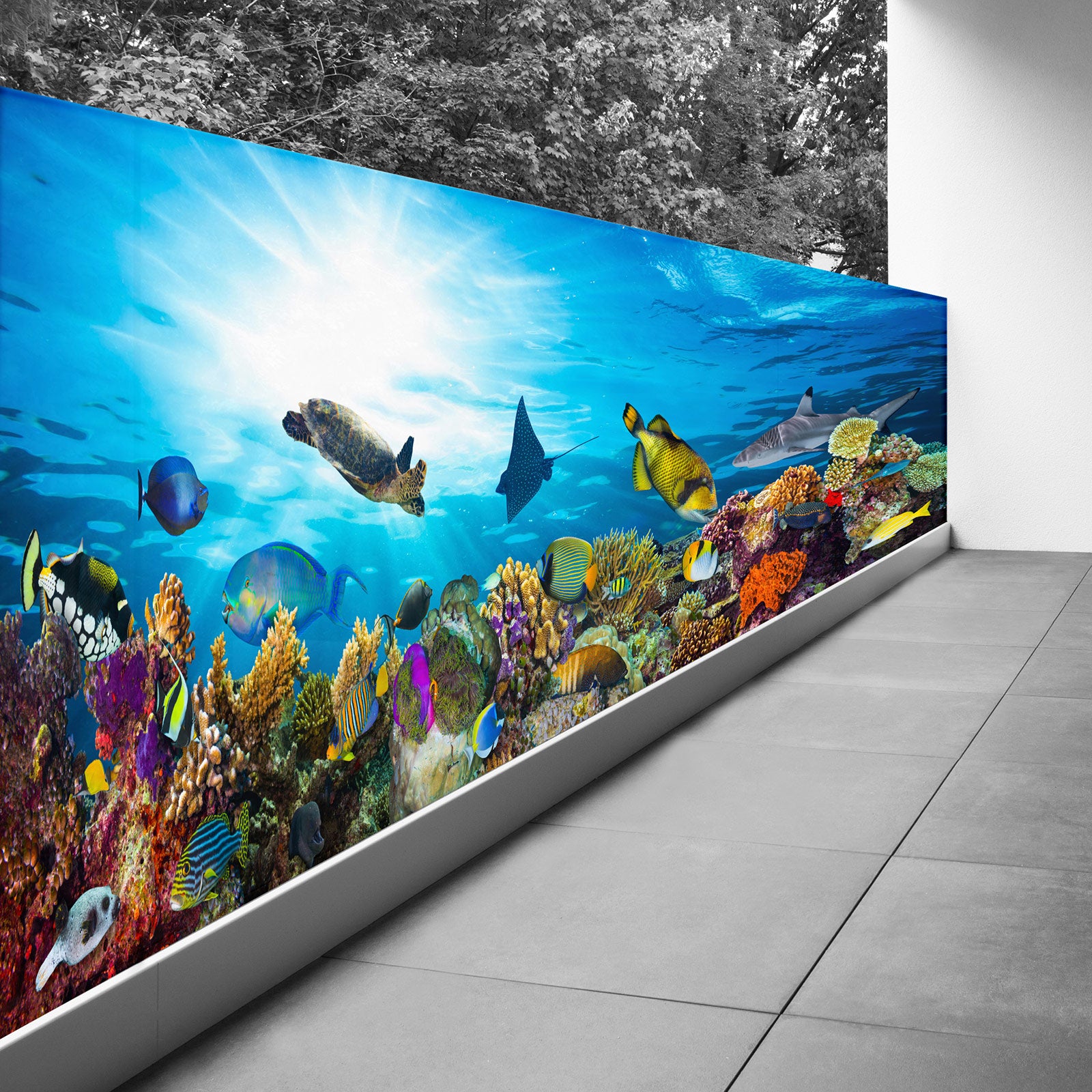 Brise vue Trompe l'oeil - 80x240 cm - Océan - Bâche 80% d'occultation ...