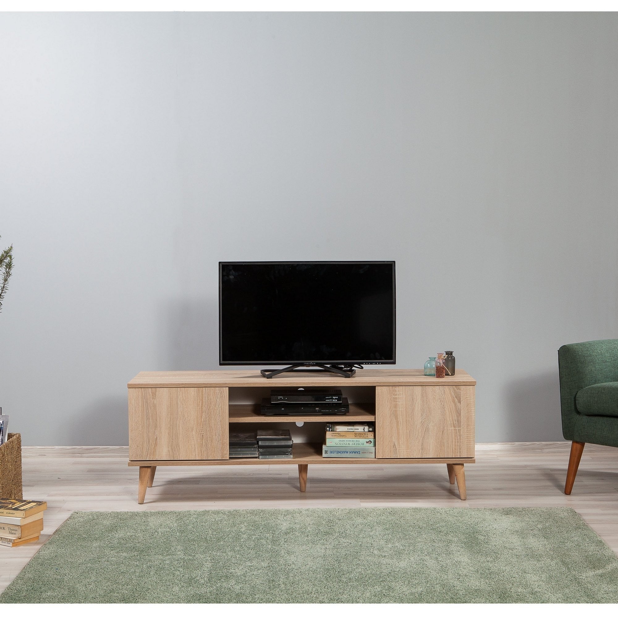 Meuble TV en chêne Sonoma, 140 cm | Panneau de particules 100 % ...