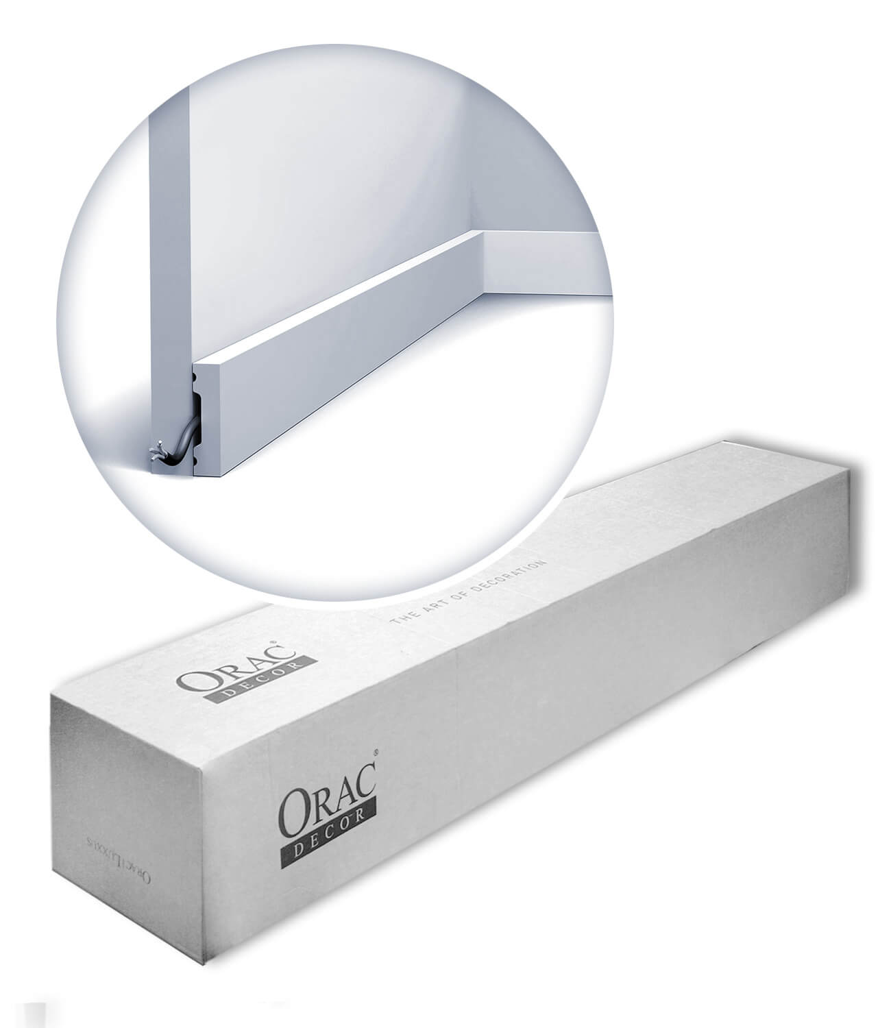 Caja completa de 72 metros lineales de zócalo SX162-RAL9003- ORAC DECOR ...