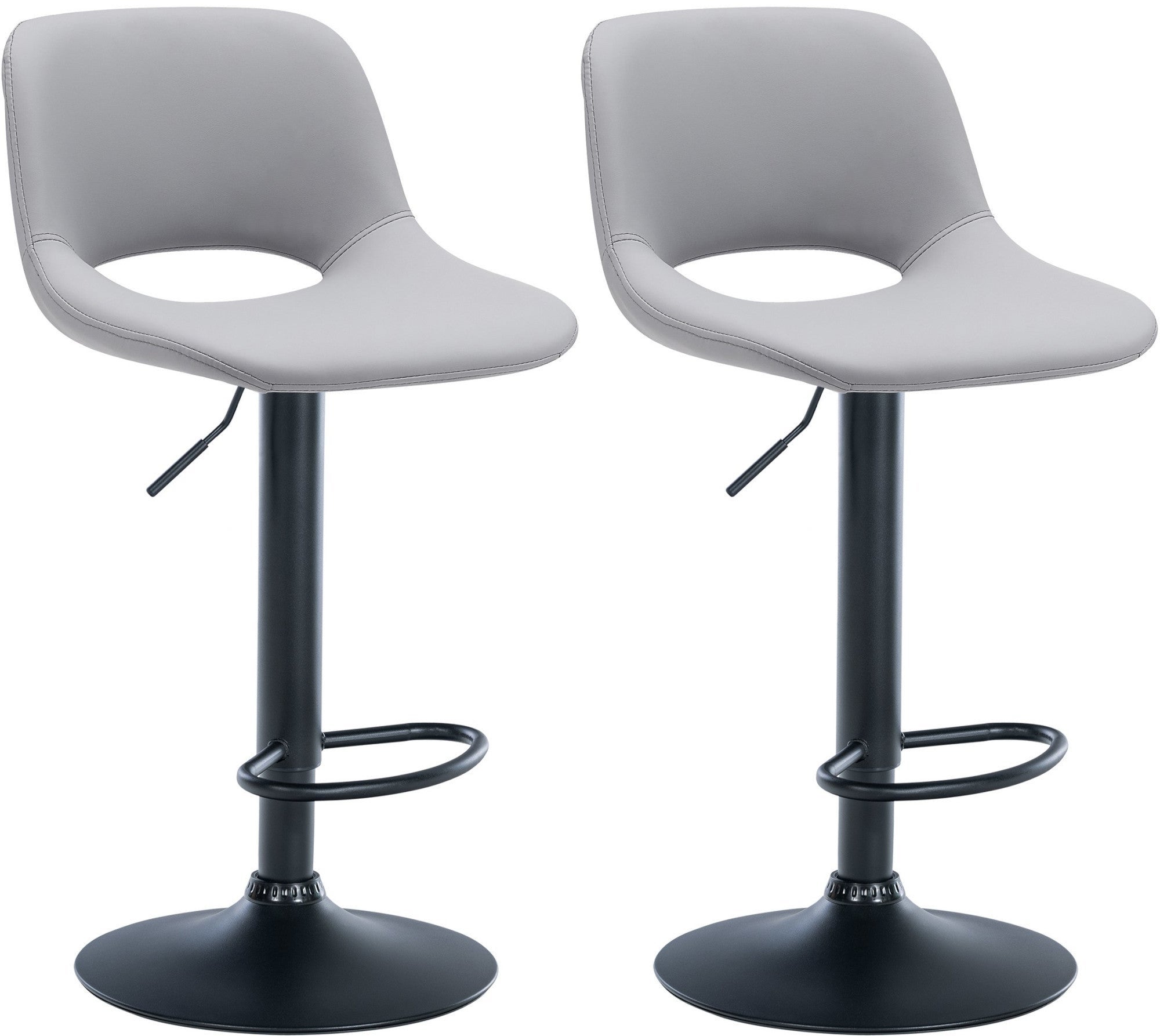 Tabourets de bar chaises haute x2 avec repose-pieds en PVC gris ...