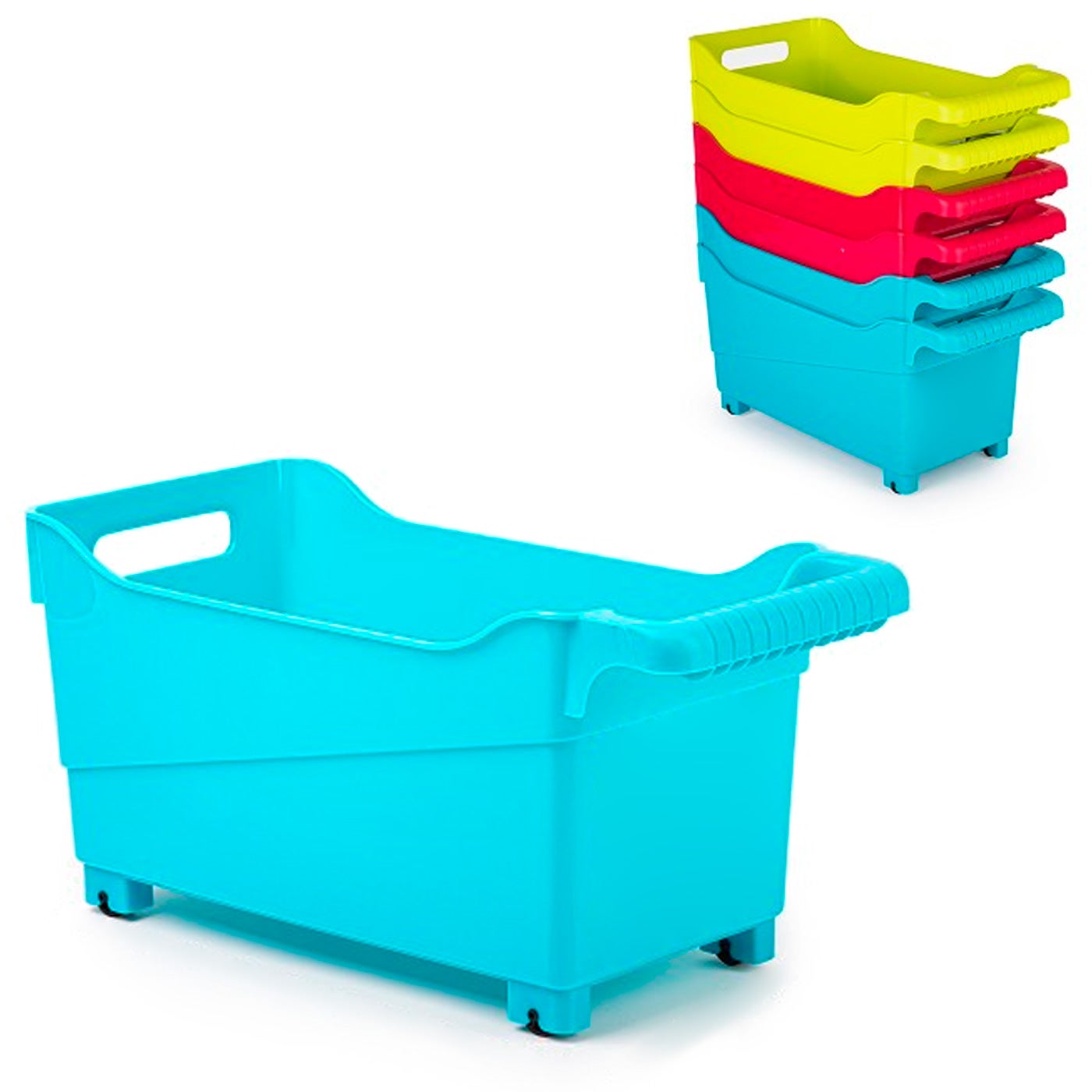 Carrito de plástico Multiusos con Ruedas Nº 4 - 18 x 18 x 38 cm - Cesta ...