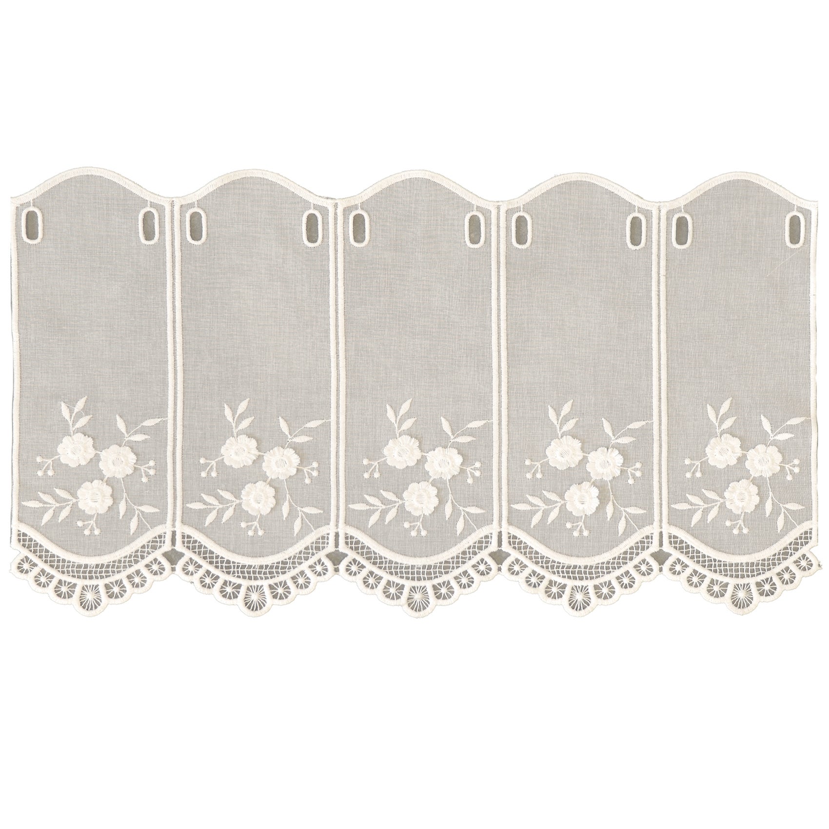 Brise bise fleurs brodées - Ivoire - 30x45 cm - Polyester | Leroy Merlin