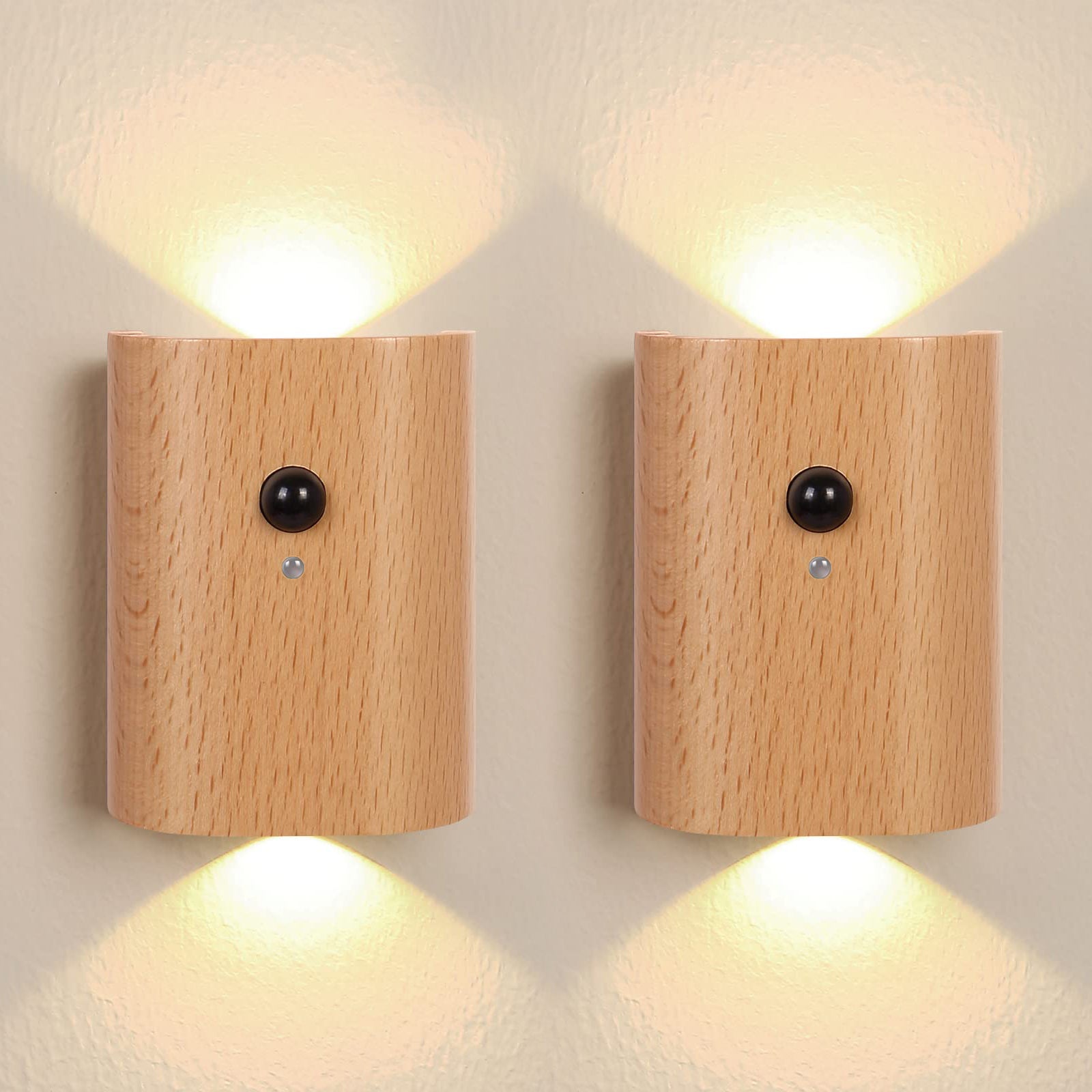 Paquete de 2 luces LED de pared, luces nocturnas con sensor de ...