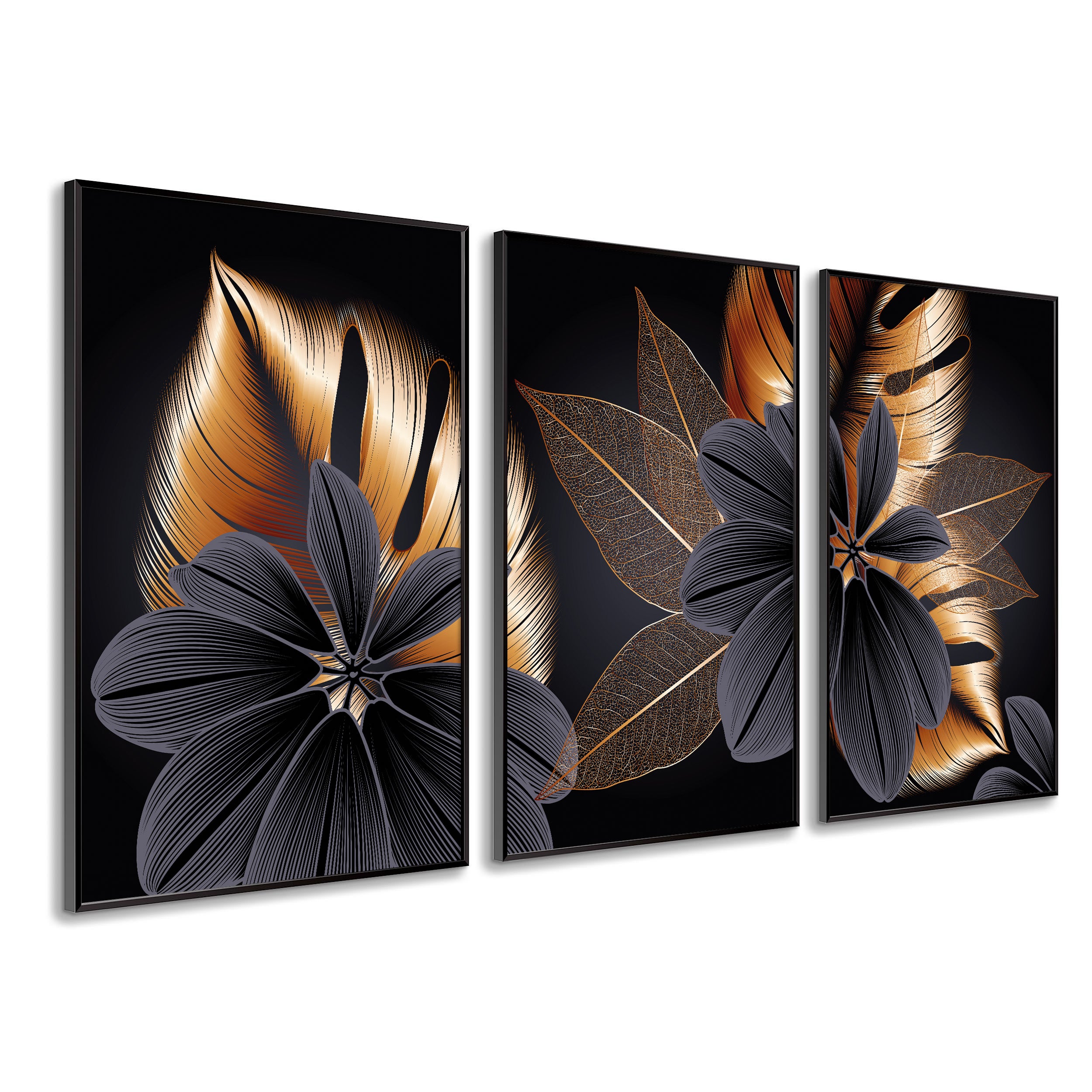DekoArte - Tableau decoration murale salon STYLE FLOWERS 50x70 cm x3 ...