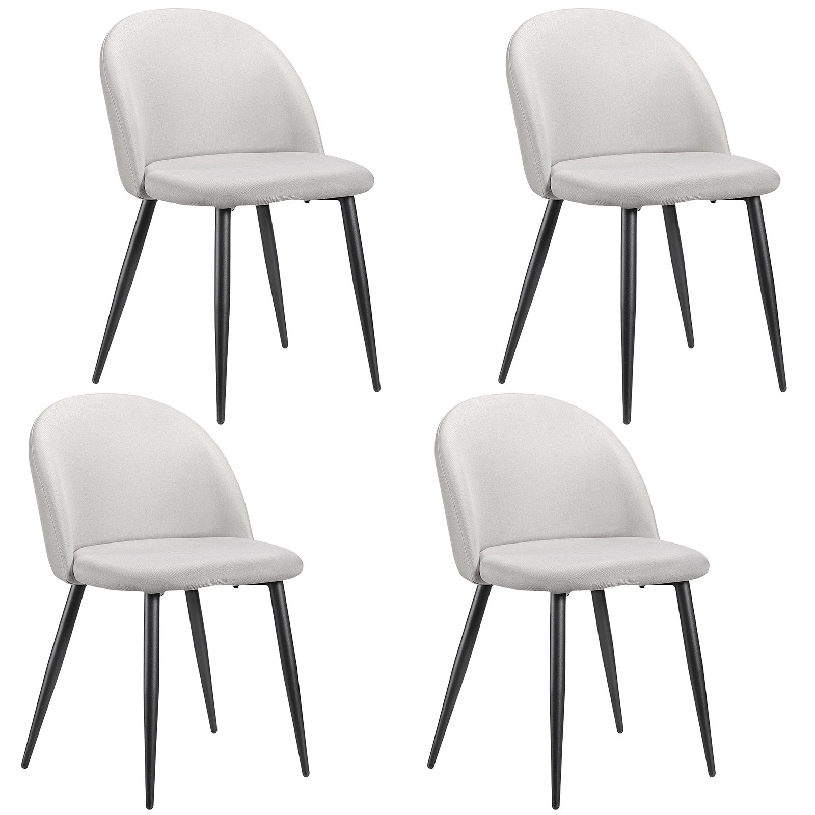 Set of 4 Dining Chairs with Linen Upholstery, Ergonomic Design ...