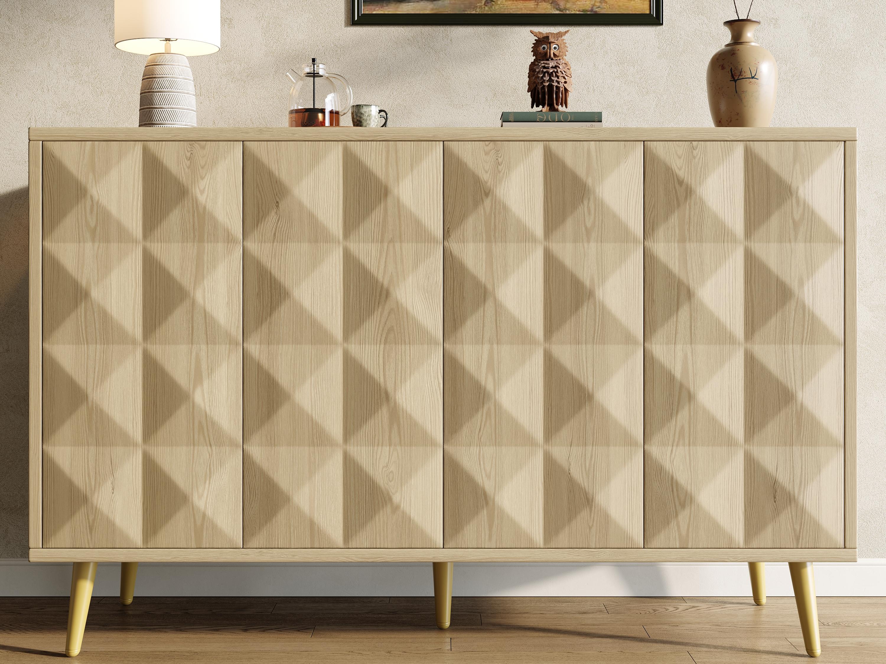 Buffet moderno - 4 ante - design geometrico - MDF - Naturale | Leroy Merlin