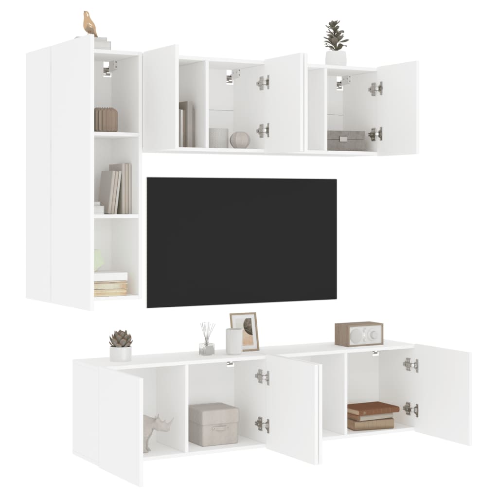 Muebles de pared para TV 5 piezas de madera contrachapada blanca ...