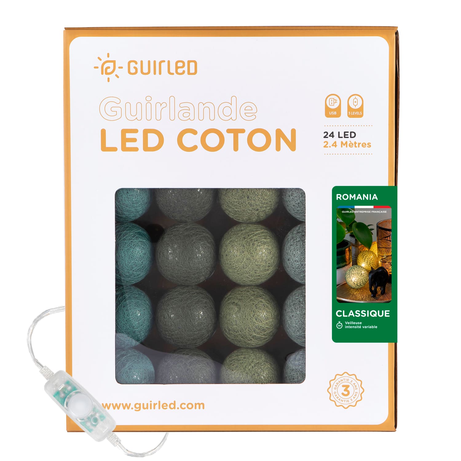 Cotton Led Usb String Light - 2h Baby Nightlight - Dual Usb 2a Mains ...