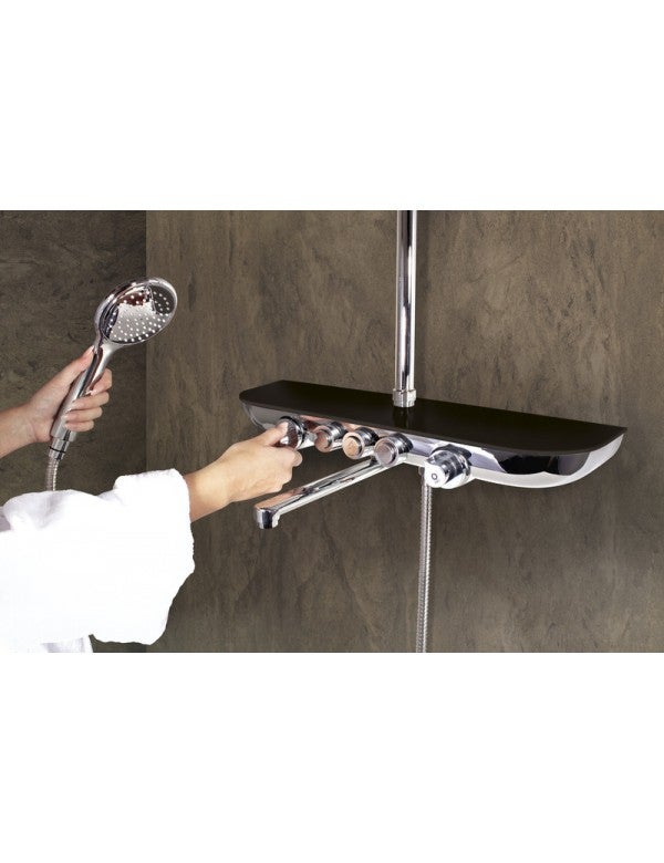 Colonne de douche murale MURRAY avec étagère 170 cm en solid surface ...