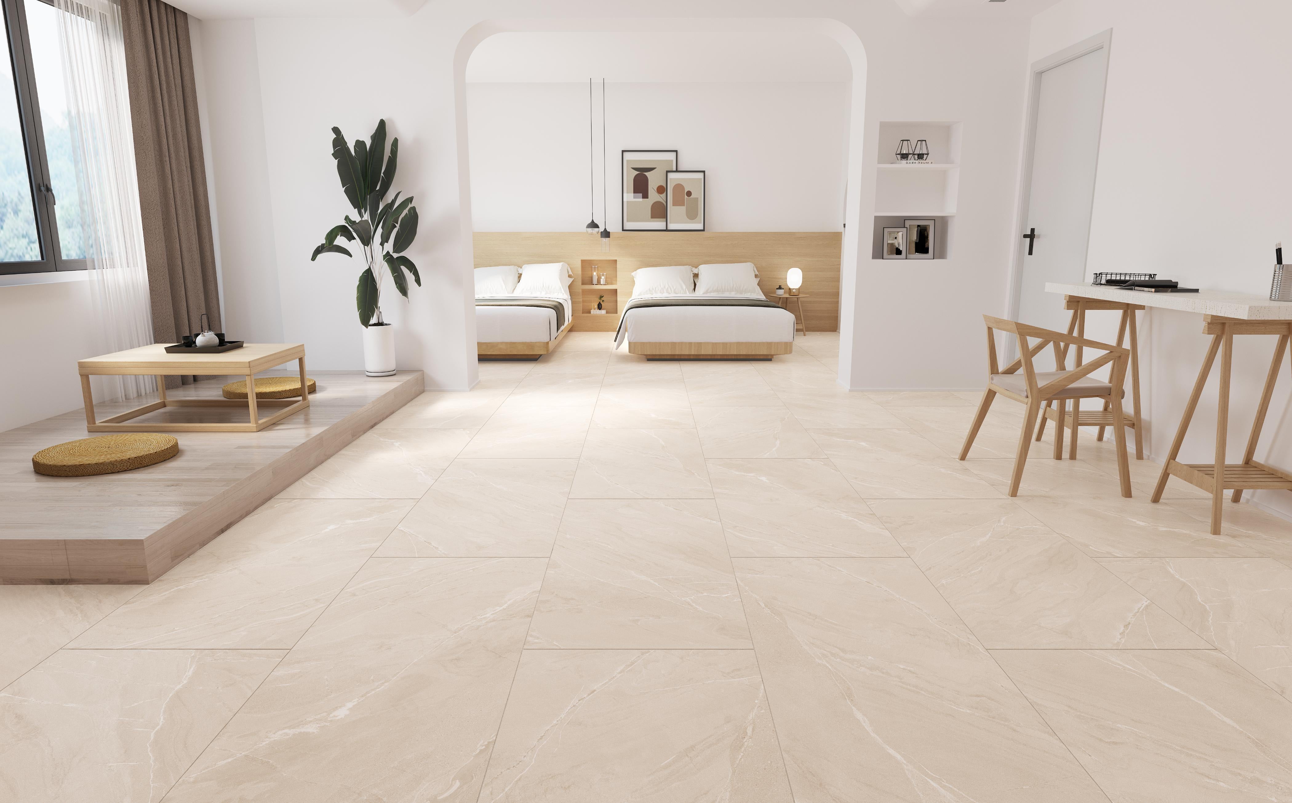 Carrelage sol / mur effet marbre beige LAGOM SAND l.60 x L.120 cm Mat ...